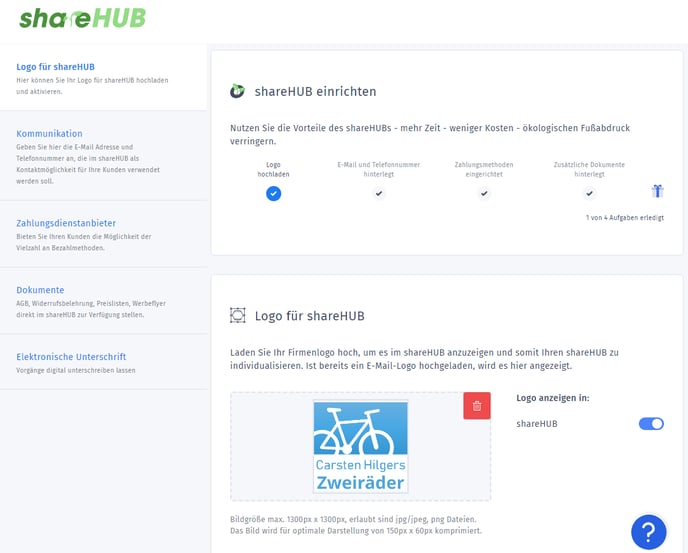 shareHUB in orgaMAX ERP
